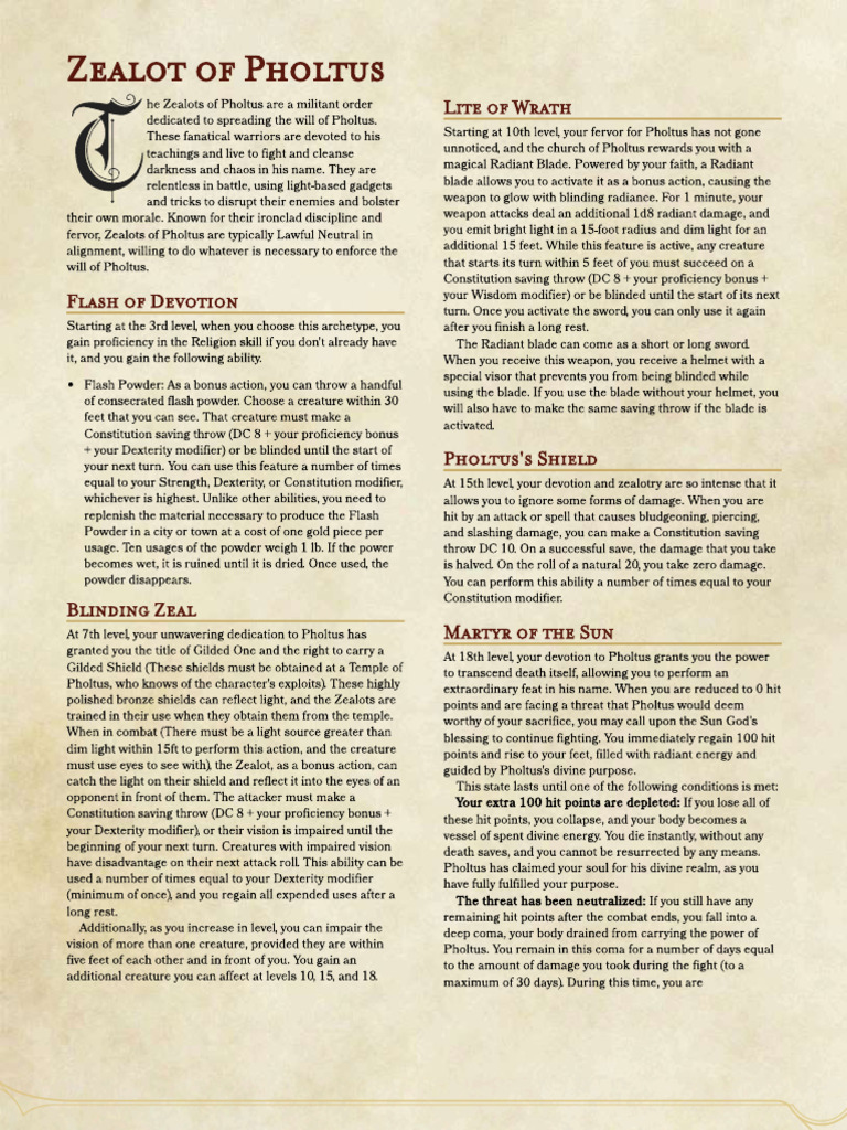 Zealot of Pholtus | PDF