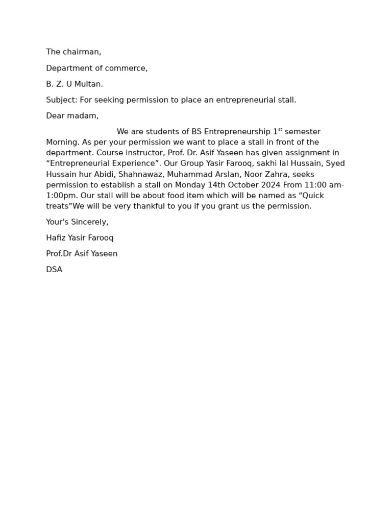 Document (3) Application For Stall | PDF