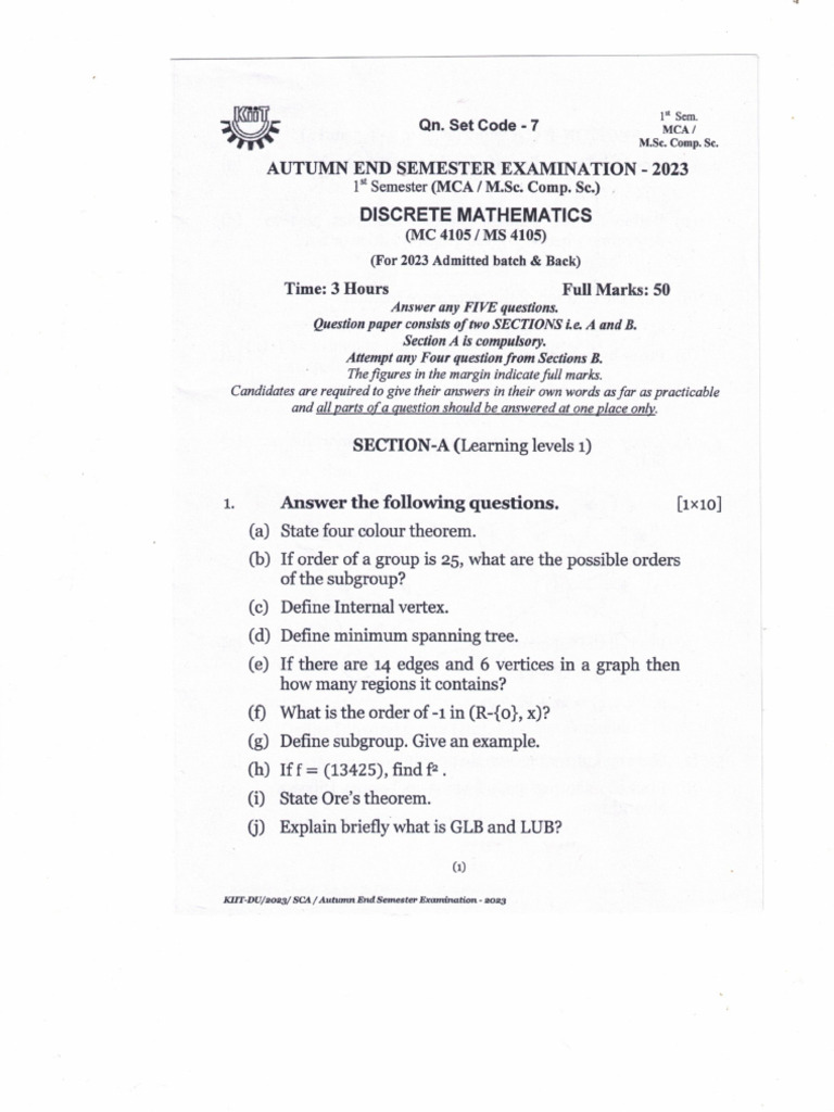 Discrete Mathematics (MC4105 & MS4105) | PDF