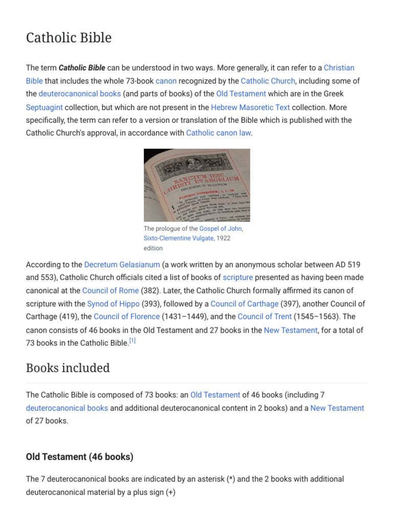 Overview of the Catholic Bible Canon | PDF | Biblical Canon | Bible