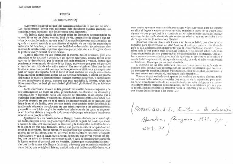 Rousseau. El Emilio o La Educacixn | PDF