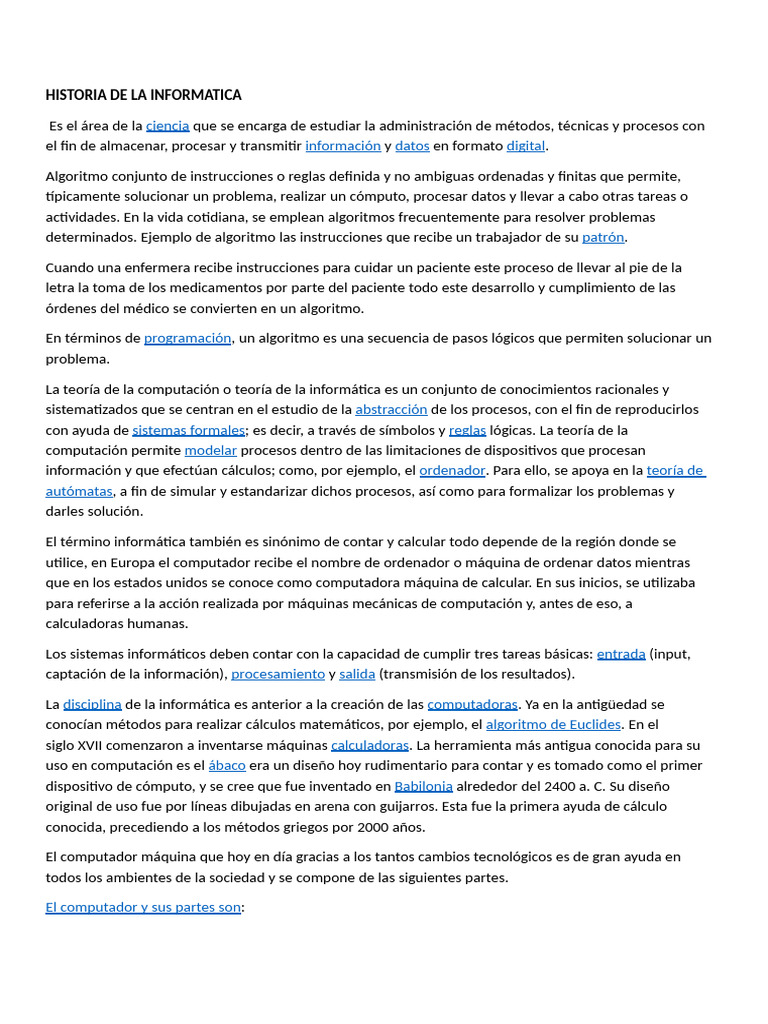 Historia y Áreas de la Informática | PDF | Informática | Ciencias de la ...