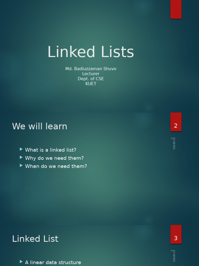 3.1 Linked List simple version | PDF | Data | Computer Programming