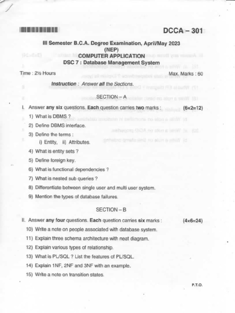 Bca Dbms 2023 | PDF