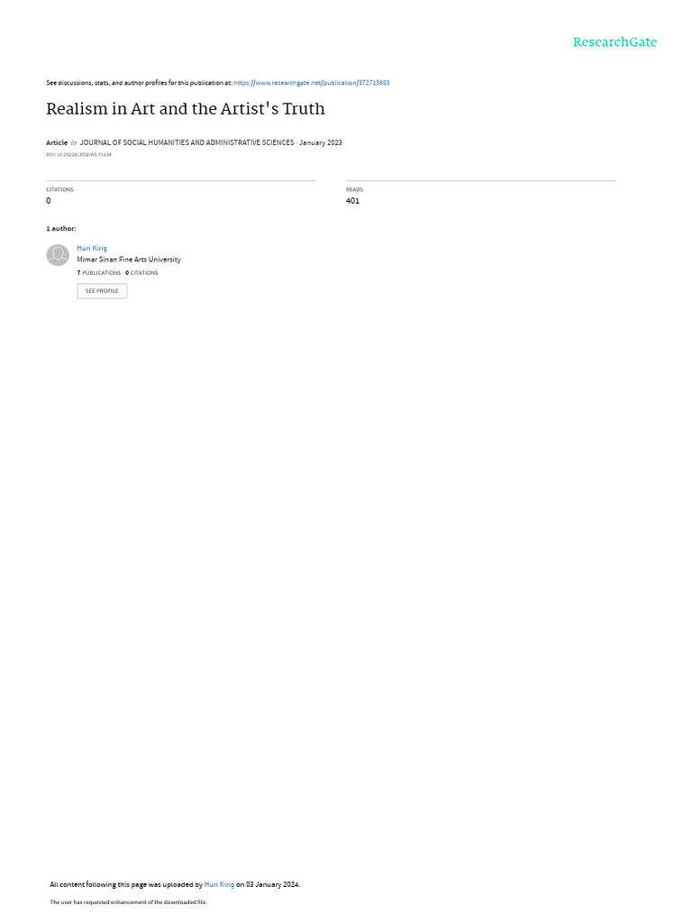 Realism in Art and The Artists Truth | PDF | Truth | Reality