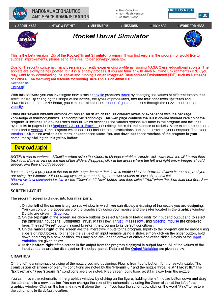 Rocket Thrust Simulator - Version 1.5b | PDF | Rocket Propellant ...