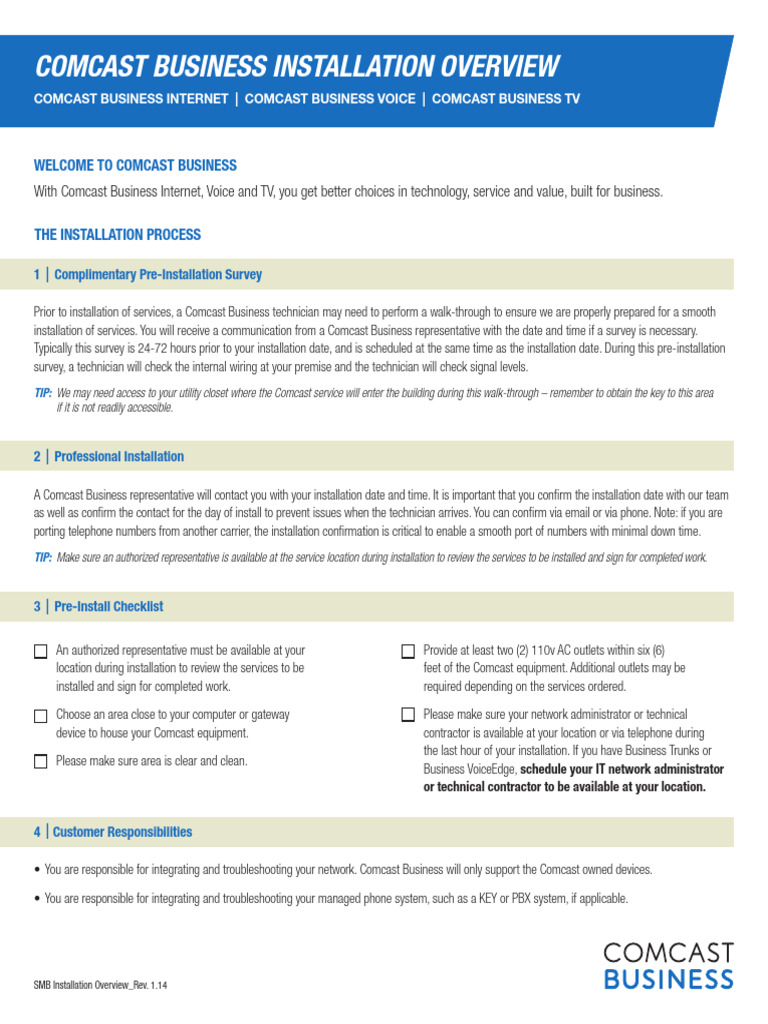SMB Installation Overview - Rev. 1.14 | PDF | Customer Premises ...