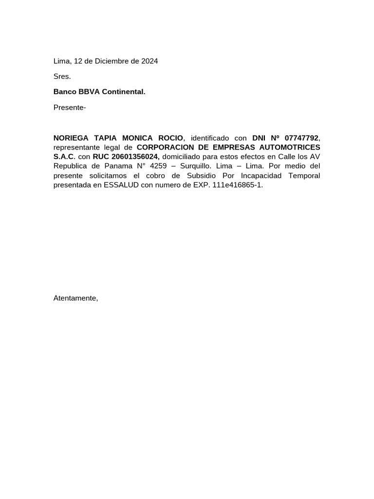 Carta Cobro Por Subsidio | PDF