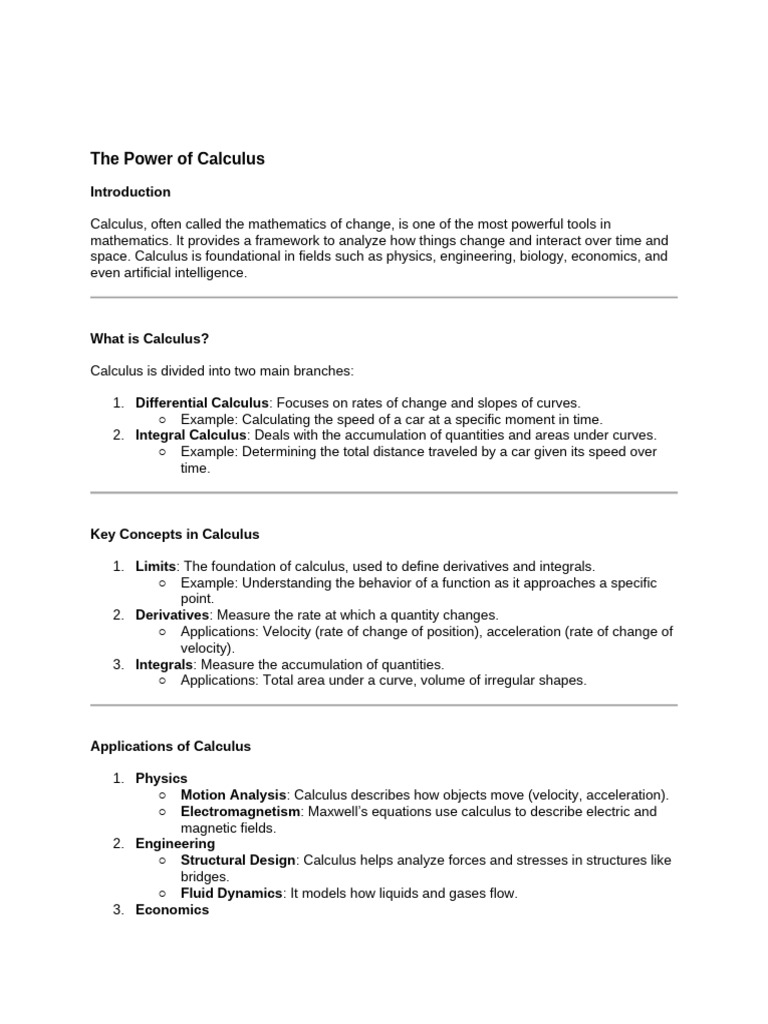 The Power of Calculus Understanding and Solving Real World Problems ...