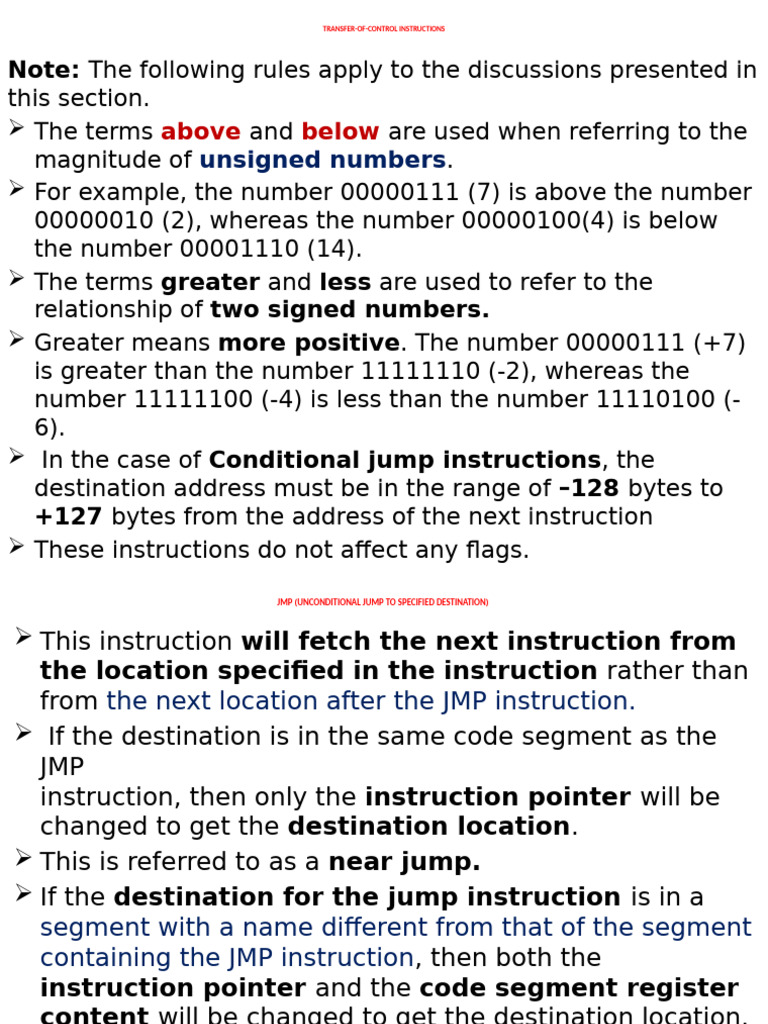 8086 Control Flow Instruction | PDF | Pointer (Computer Programming ...