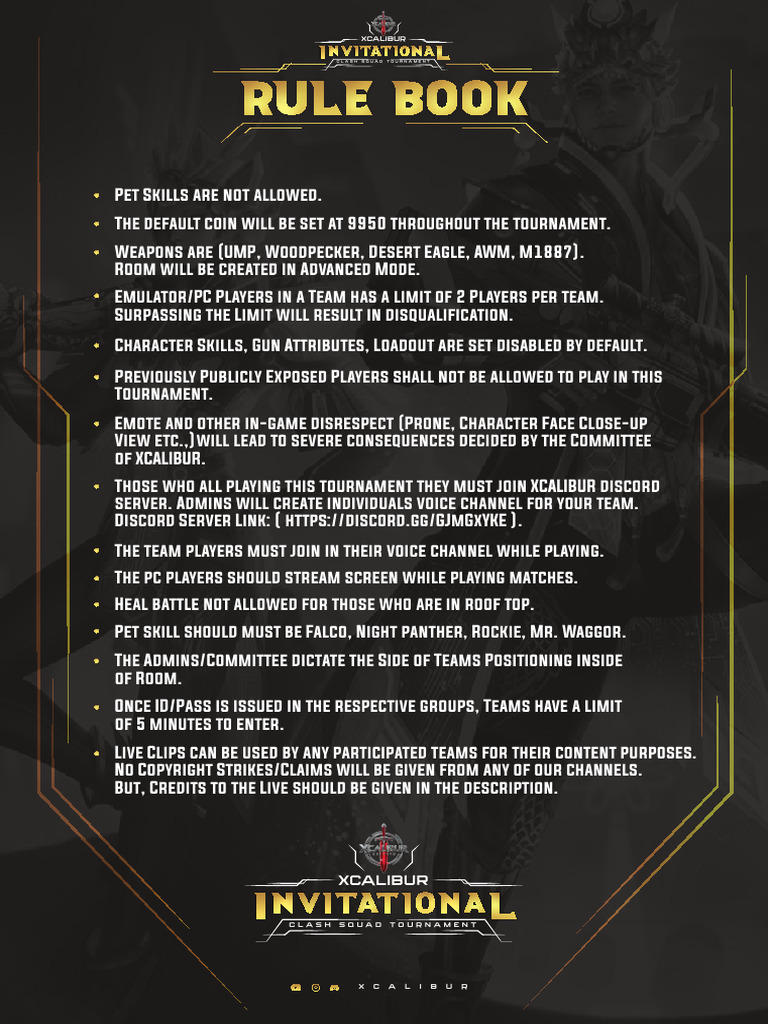 Xcalibur Invitational Rule Book Final One | PDF