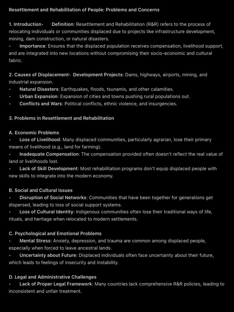 Resettlement and Rehabilitation of People Problems and Concerns | PDF | Natural Environment