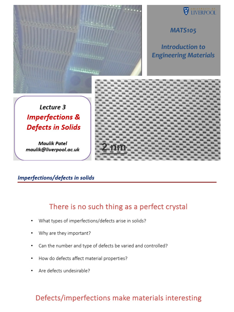 03-MATS105-Microstructure and Defects | PDF | Crystallographic Defect ...