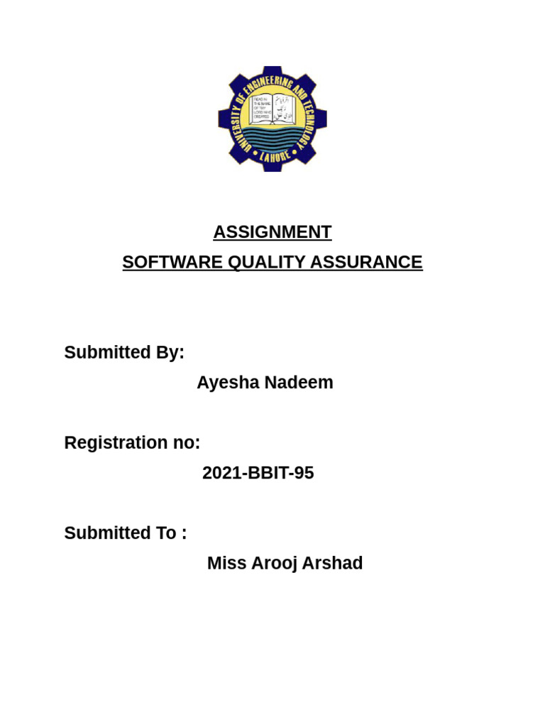 SQA Assignment (1) | PDF | Risk | Safety
