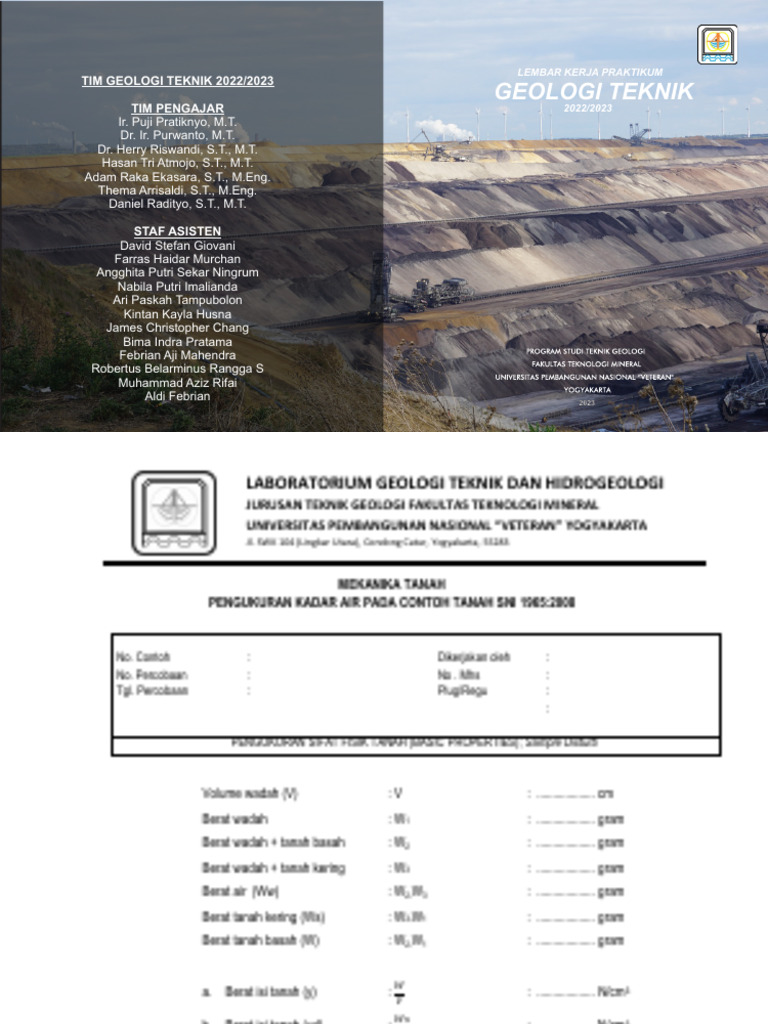 Lembar Kerja Praktikum Geologi Teknik 2023 | PDF