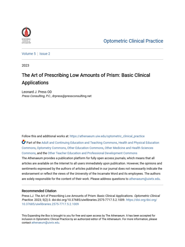 Prescribing Low Prism for CI | PDF | Human Eye | Vision