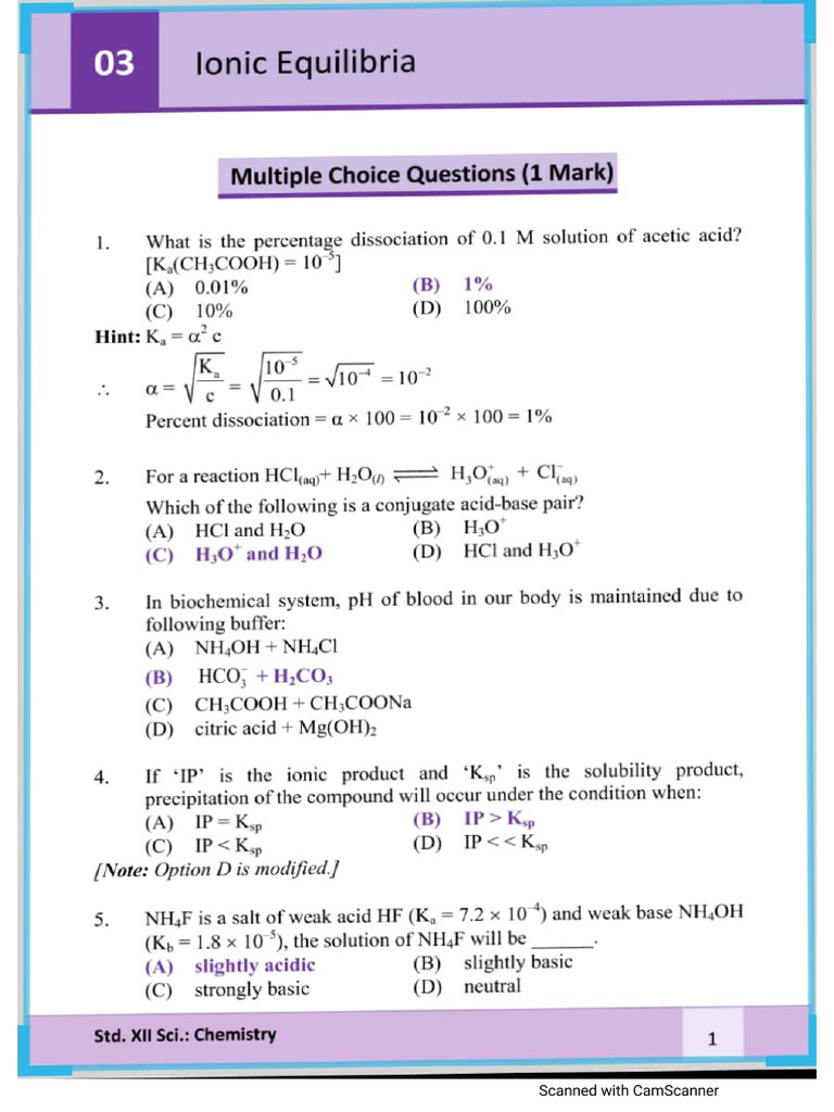 Ionic Equilibria | PDF