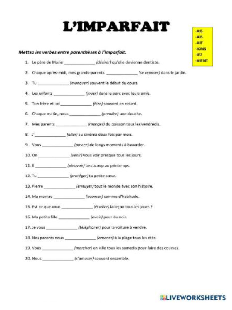 Imparfait | PDF