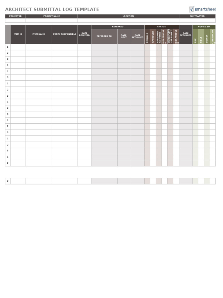 IC Architect Submittal Log Template | PDF | Computing