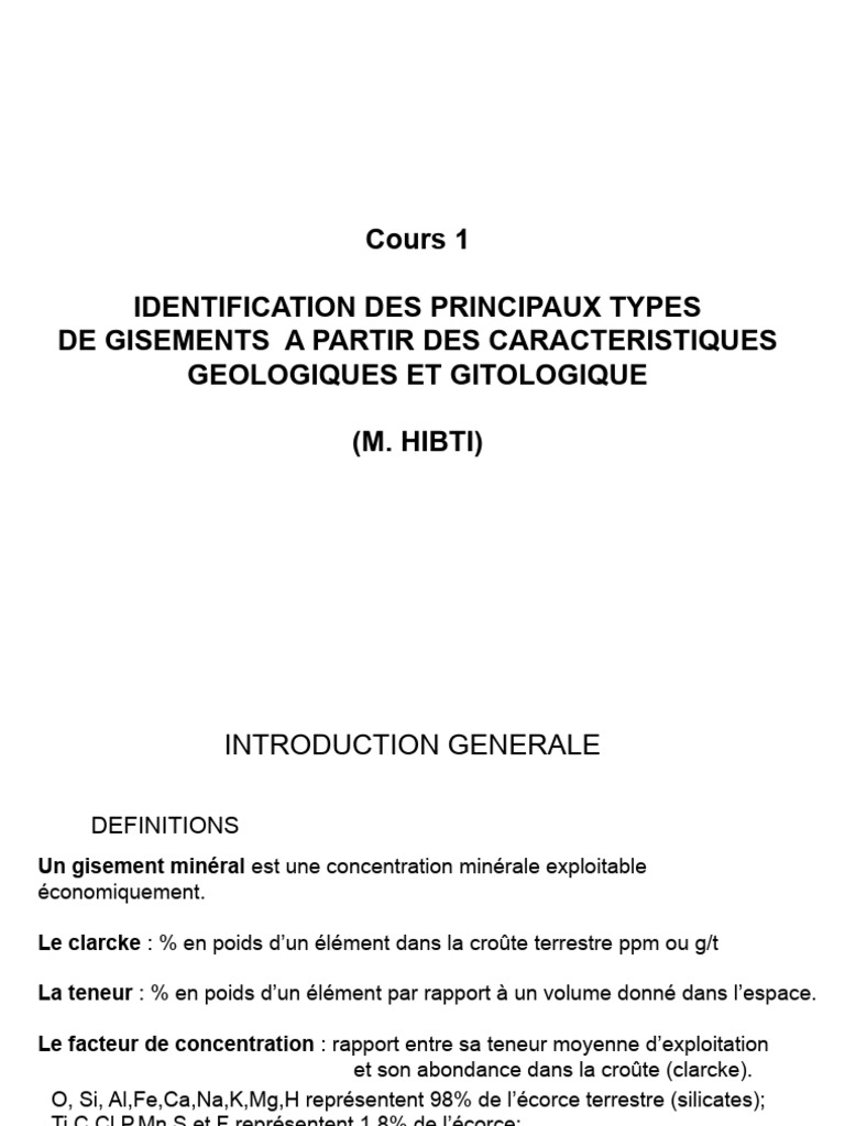 Types de gisements minéraux et géologie | PDF | Granit | Roche magmatique
