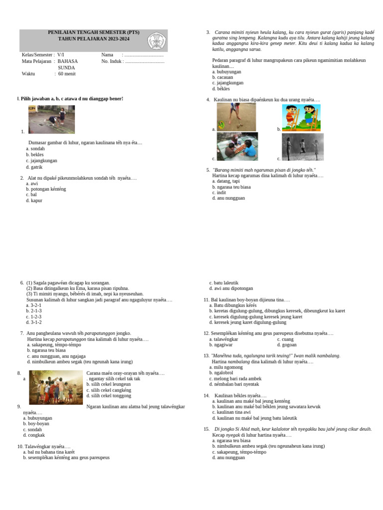 PTS SMT 1 KLS 5 Bahasa Sunda | PDF