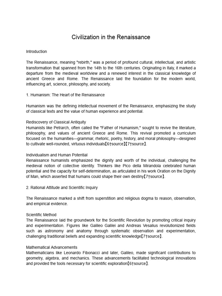 Civilization in The Renaissance | PDF | Renaissance | Humanism