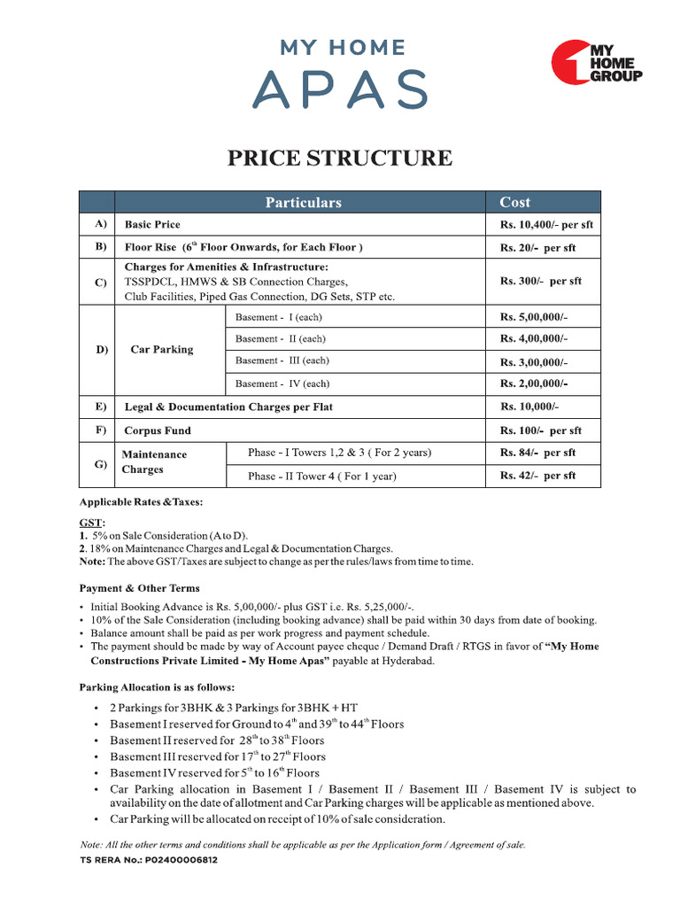 My Home Apas Price List-2 | PDF