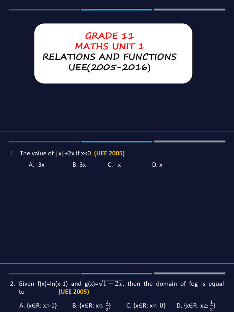 UEE 2005-2016 math grade 11 unit 1 Relations and functions (1)-Copy | PDF | Function ...