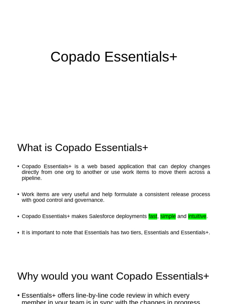 Copado Essentials+ | PDF