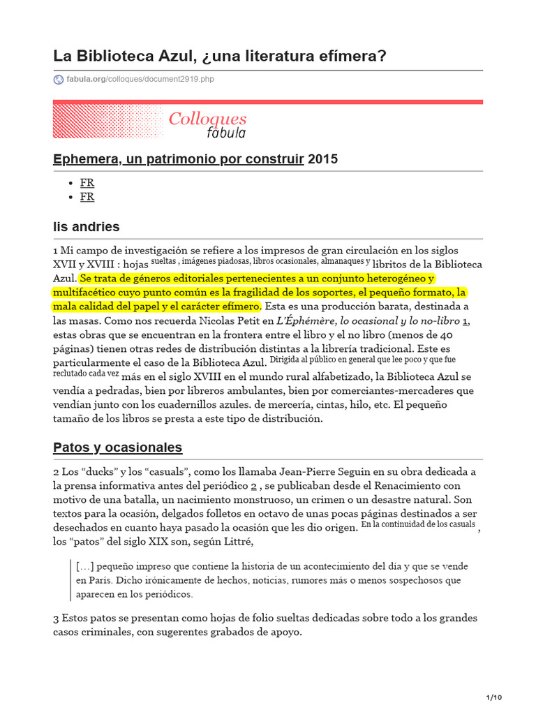 Andries, Lis - La Biblioteca Azul, una literatura efímera | PDF | Novelas | Libros