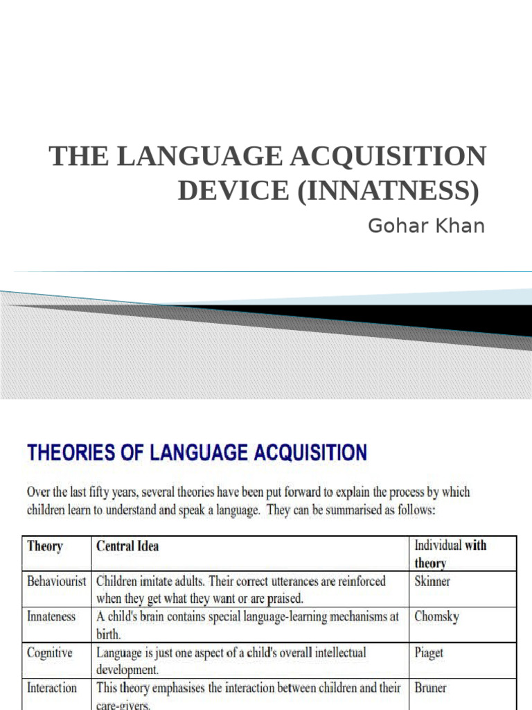 The Language Acquisition Device | PDF | Language Acquisition ...