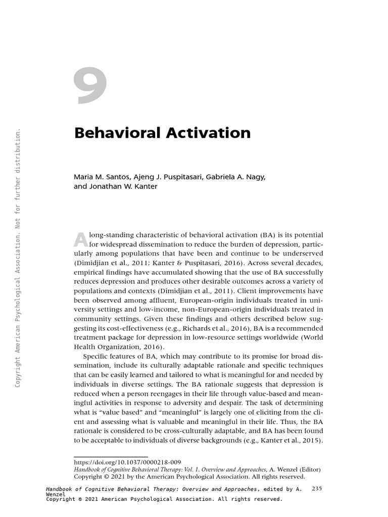 BEhavioral Activation | PDF | Reinforcement | Cognitive Behavioral Therapy