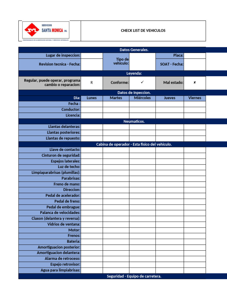 Check List de Vehiculos | PDF | Vehículos con tracción trasera | Vehículos