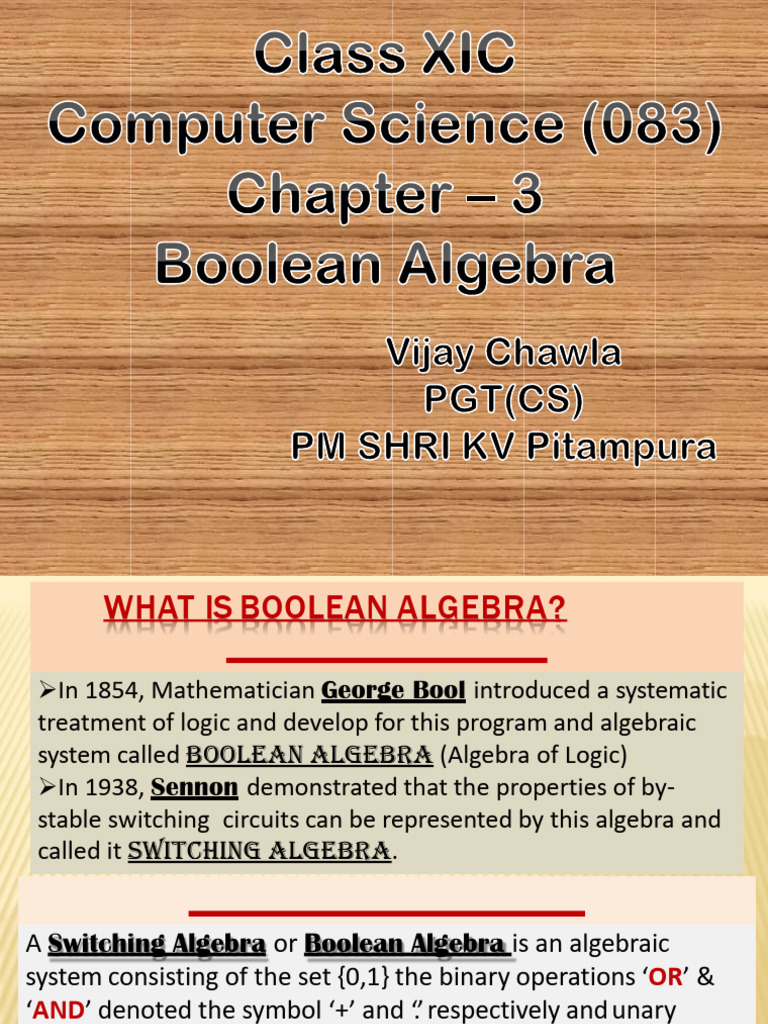 Chapter-3 Boolean Algebra XIC CS | PDF | Boolean Algebra | Teaching Mathematics