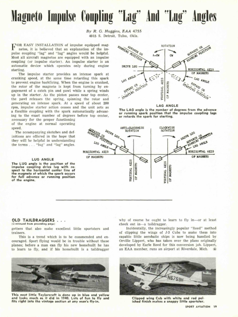 Magneto Impulse Coupling Lag and Lug Angles | PDF | Aviation | Machines