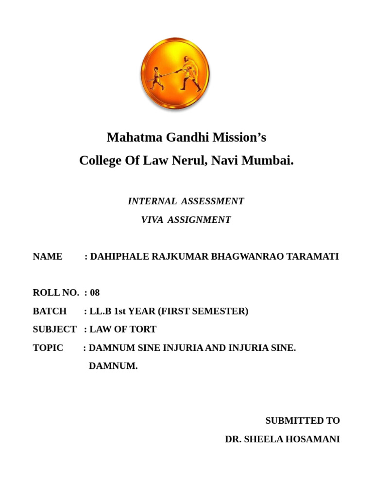 DAMNUM SINE INJURIA & INJURIA SINE DAMNUM | PDF | Damages | Tort