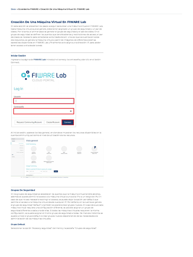 Creación de una máquina virtual en FIWARE Lab - Aprende FIWARE en Español | PDF | Dirección IP ...