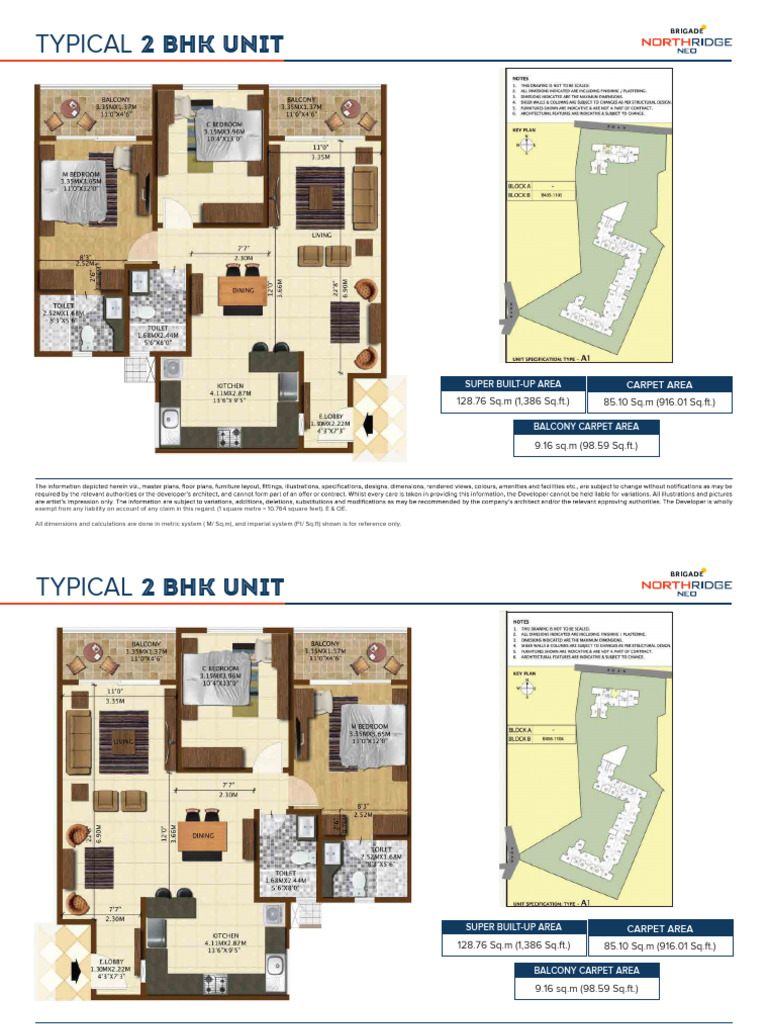 Brigade Northridge Neo 2 Bedroom Floorplans | PDF | Foot (Unit) | Quantity