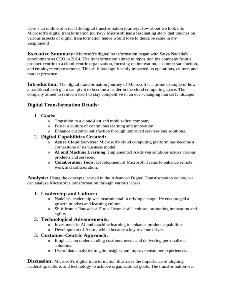 Advanced Digital Transformation | PDF | Innovation | Microsoft