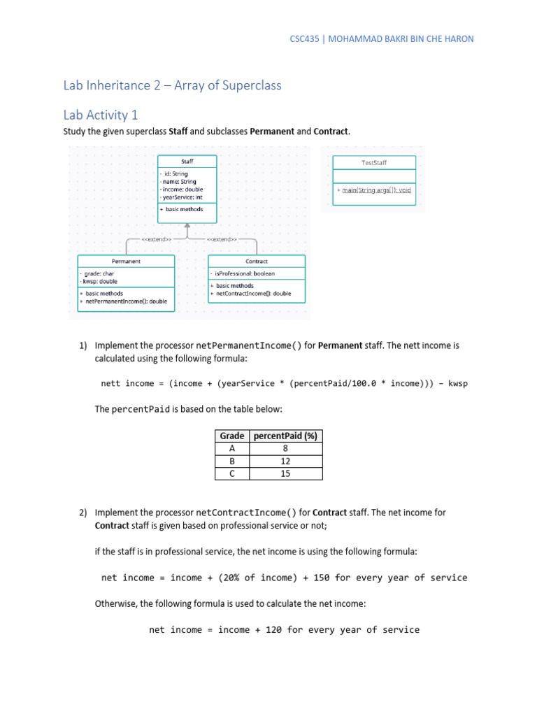 Lab 5b Inheritance 2 Pdf Inheritance Object Oriented Programming Class Computer 0703