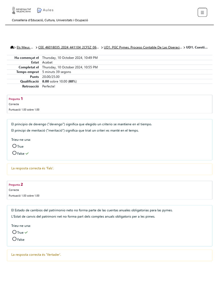 UD1. Cuestionario. - Revisió de L'intent - AULES CONTABILITAT | PDF