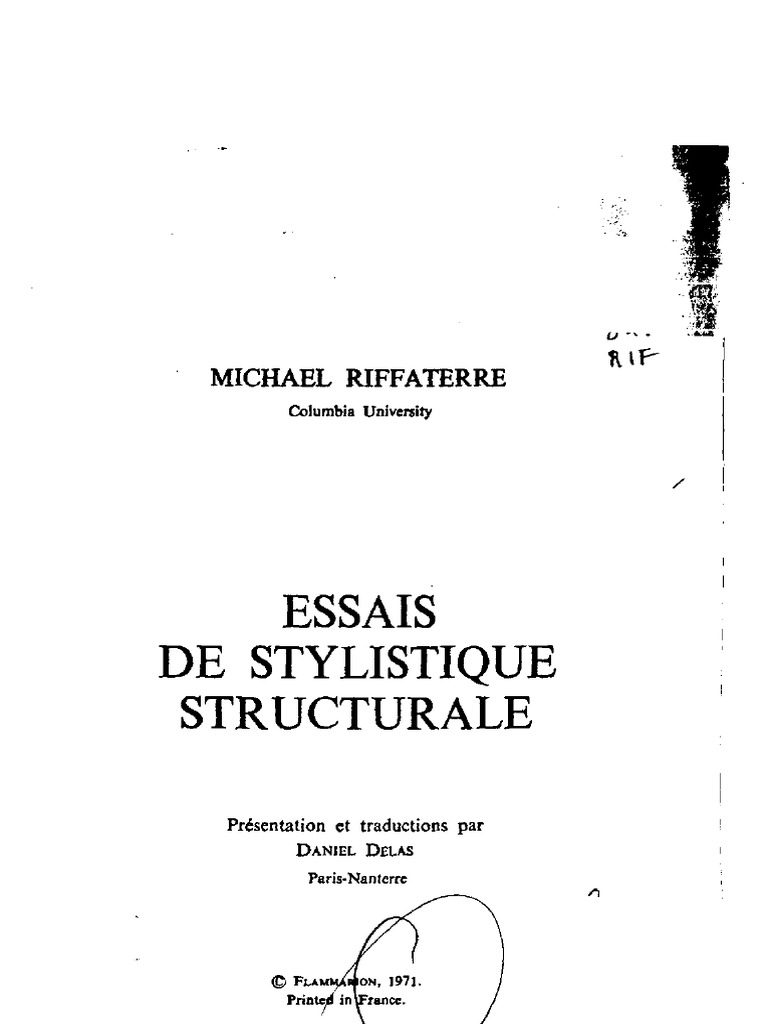 Riffaterre Essais de Stylistique Structurale | PDF