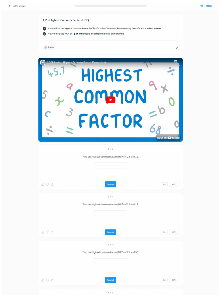 Highest Common Factor (HCF) Lesson _ GCSE Maths Edexcel IGCSE ...
