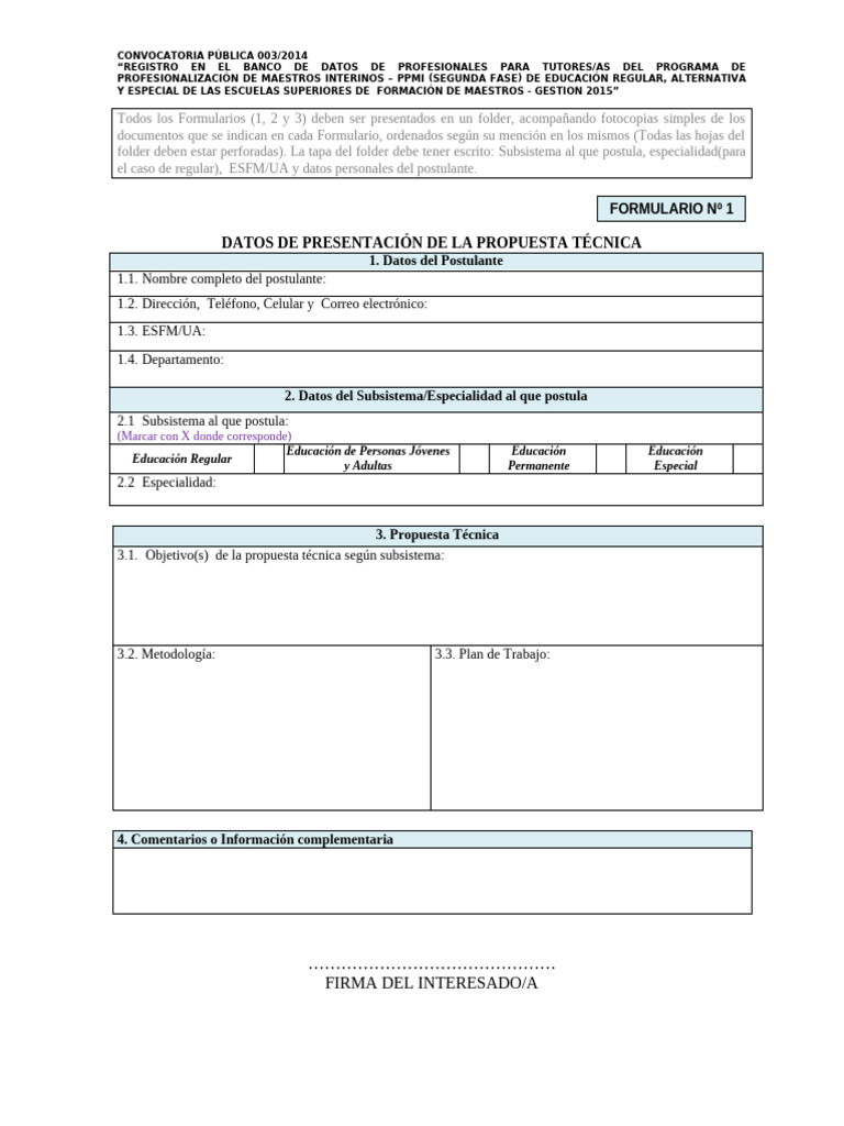 Formulario 1 PPMI | PDF