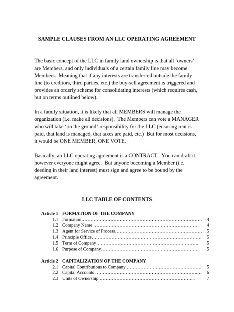 TEMPLATE - Sample LLC Buy Sell Agreement | PDF | Assignment (Law ...