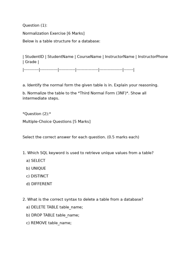 Easy Exam | PDF | Table (Database) | Sql