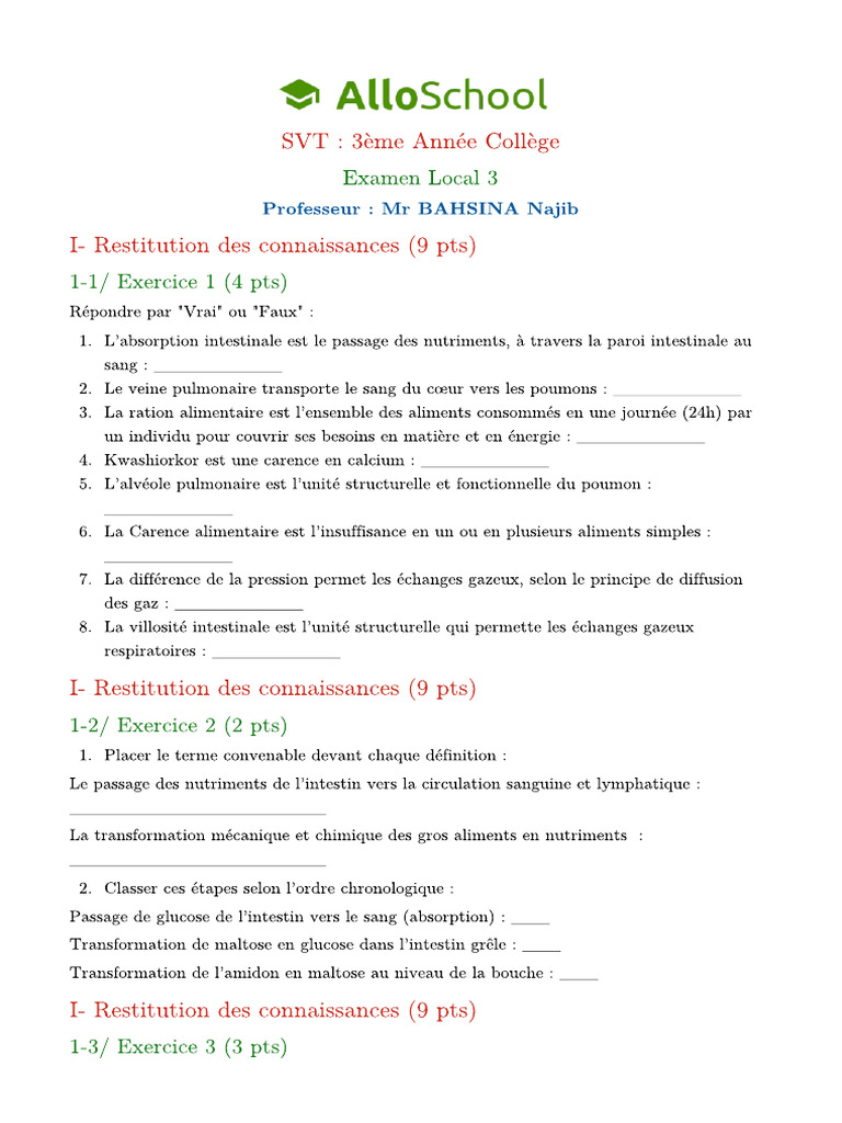 SVT 3ac Examen Local 3 1 | PDF