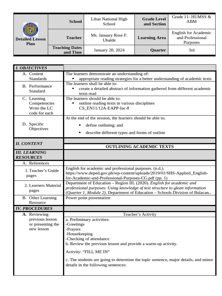 EAPP DLP-Q3-W2_Lesson 1 | PDF | Behavior Modification | Human Communication