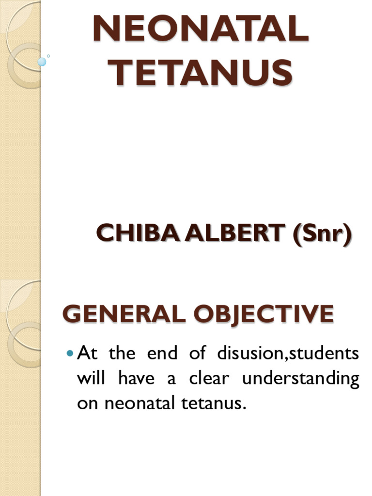 NEONATAL TETANUS_090903 | PDF | Medical Specialties | Clinical Medicine