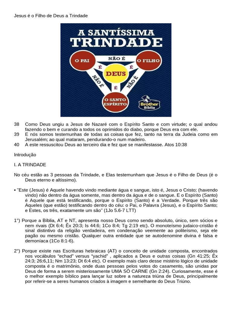 Jesus É o Filho de Deus A Trindade | PDF | Trindade | Jesus